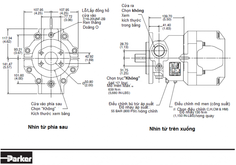 Bơm piston Parker PAVC100-B32R4H22 bơm thủy lực piston chính hãng