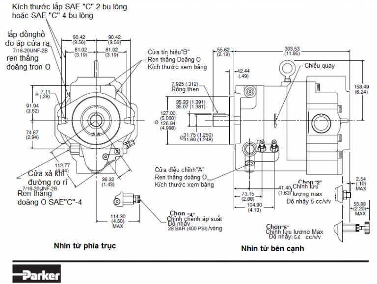 Bơm piston Parker PAVC100-B32R4H22 bơm thủy lực piston chính hãng